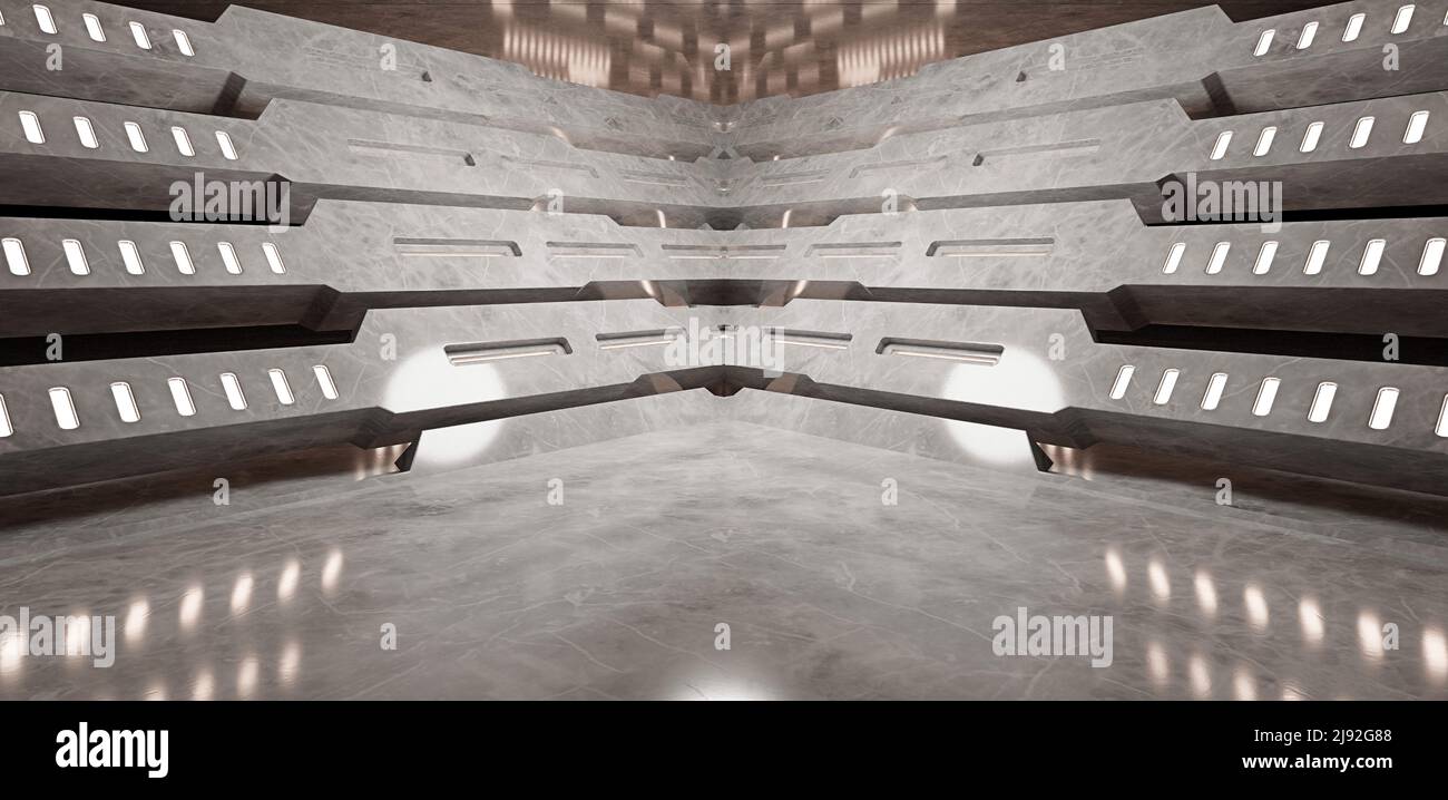 Metallic Or Concrete Cyberpunk Alien Interior Empty Studio Dark ...
