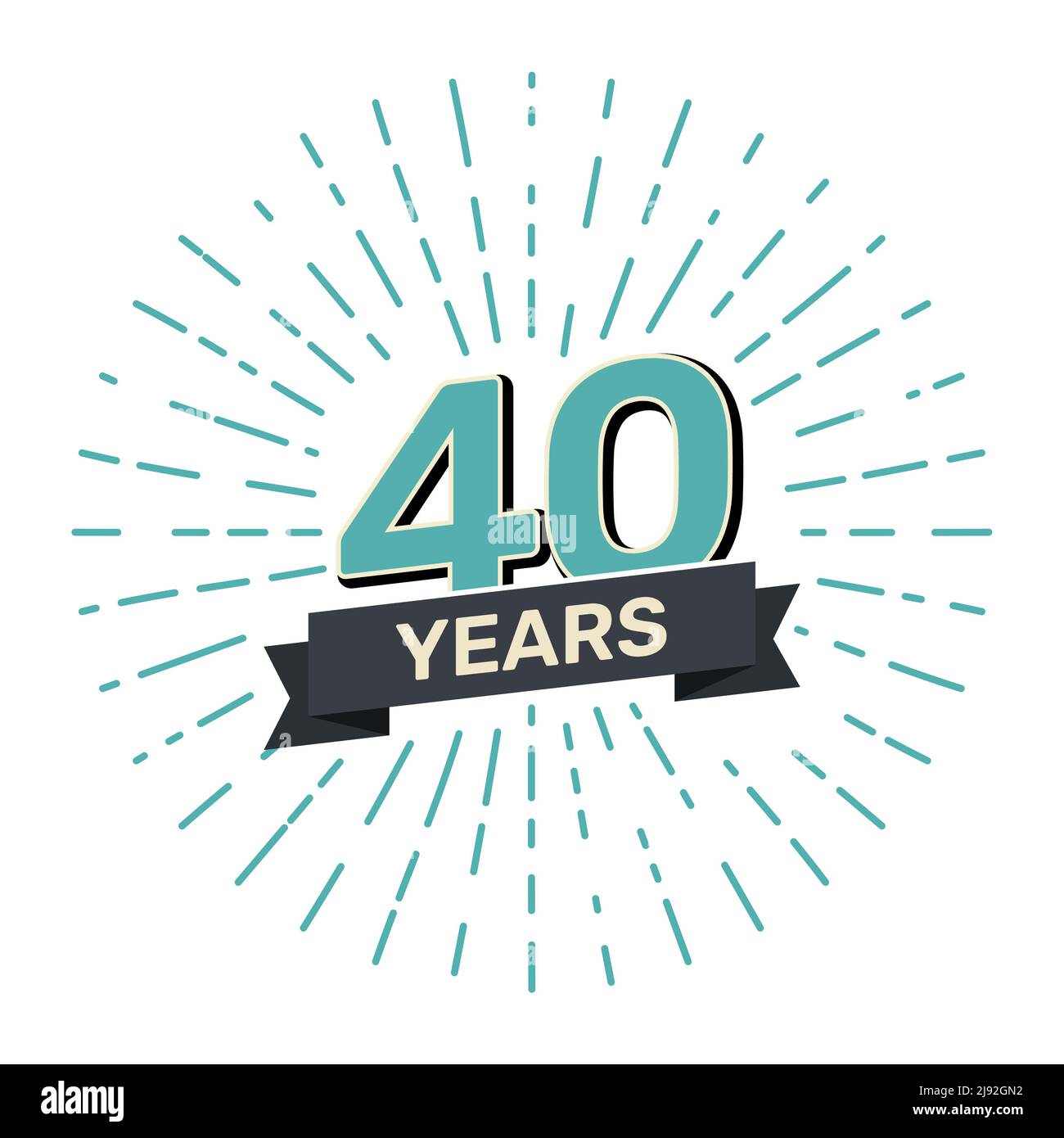 40th anniversary retro stamp icon badge invitation. Anniversary 40 ...