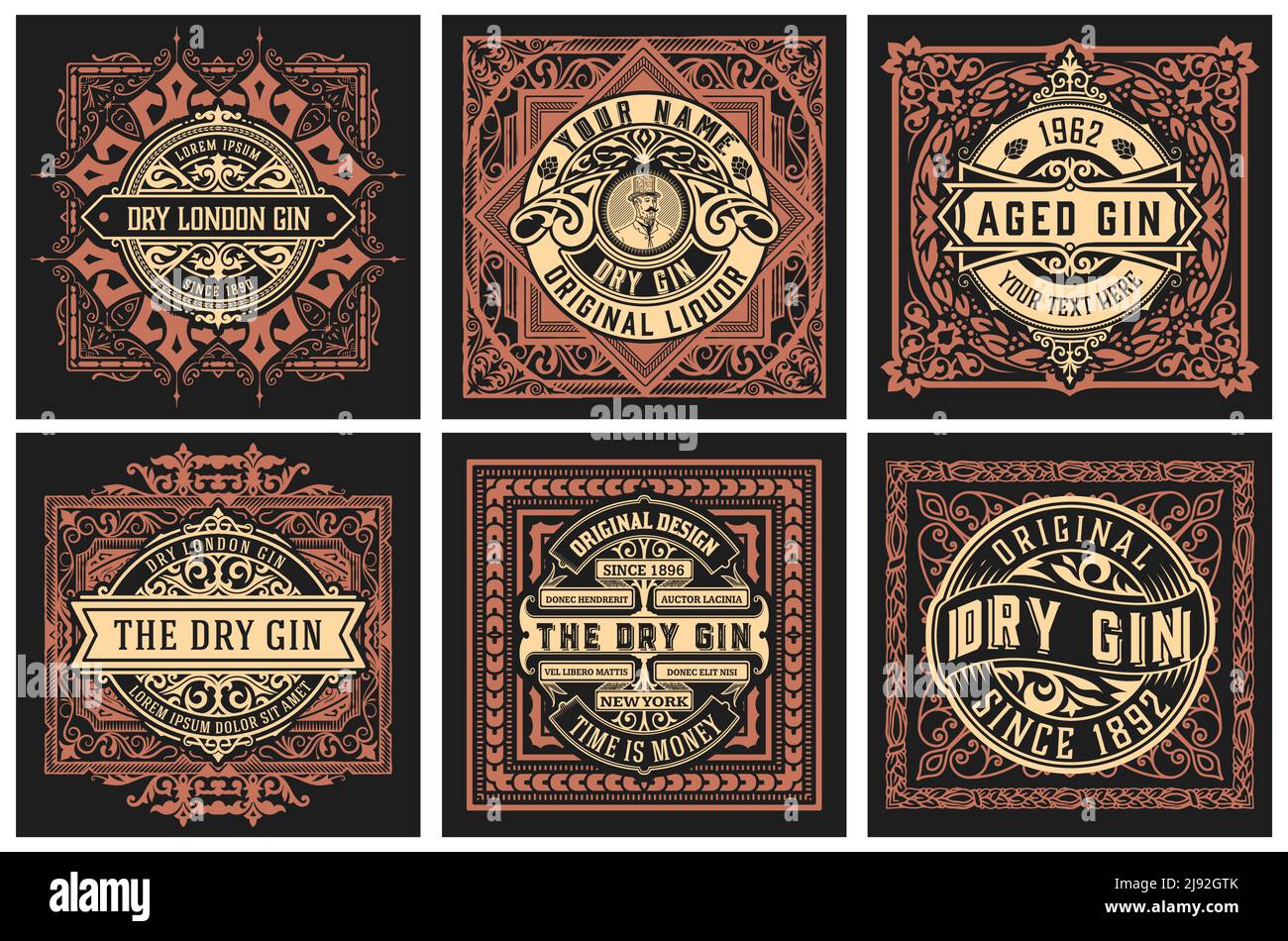 Set of 6 labels. Western style Stock Vector Image & Art - Alamy