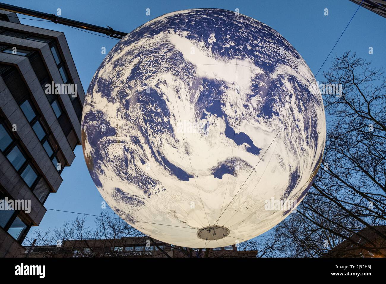 14.04.2022, Bremen, Bremen, Germany - floating, inflated globe, art ...