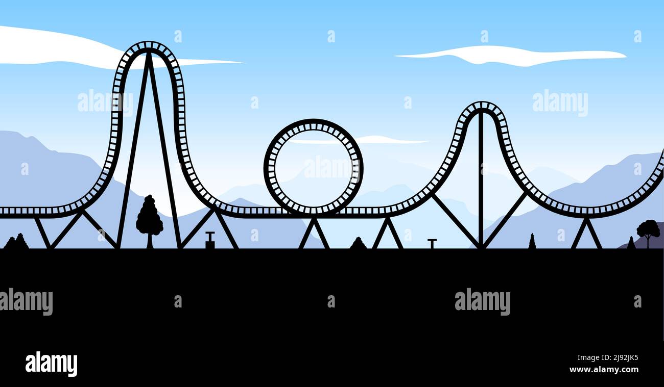 Vector roller coaster ride silhouette park. Rollercoaster icon ...