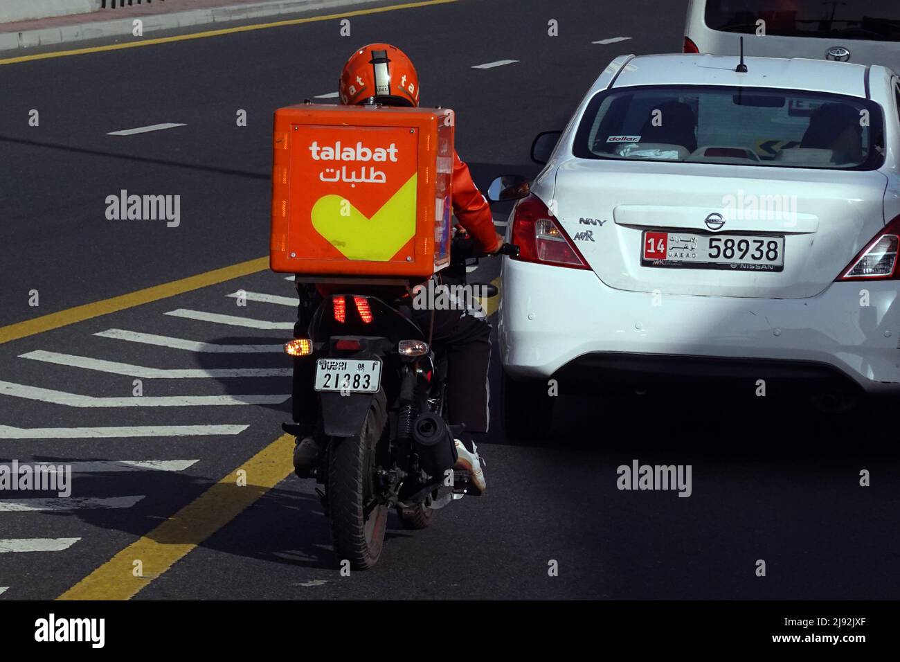 22.03.2022, Dubai, , United Arab Emirates - Employee of food delivery ...