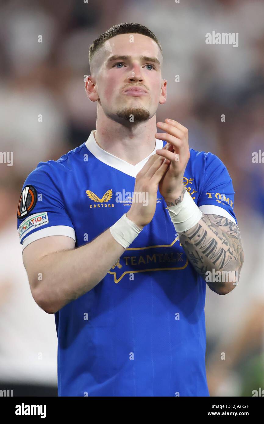 Sevilla, Spain, 18th May 2022. Ryan Kent of Rangers applauds the fans ...