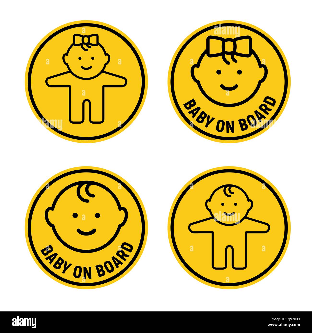 Baby on board sign icon. Child safety sticker warning emblem. Baby ...