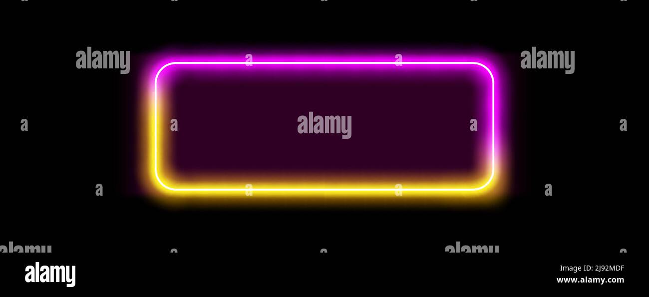 Neon light frame box line rectangle background. Led neon glow vector ...