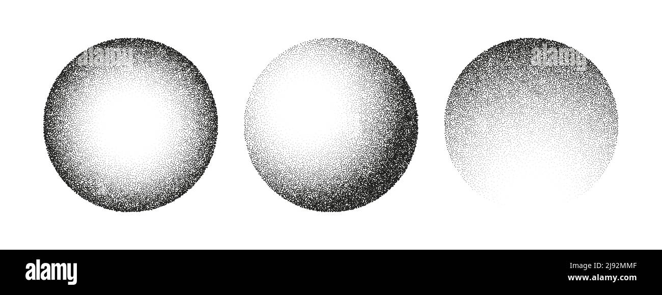 Circle noise texture dotwork grain 3D sphere planet dot vector halftone ...
