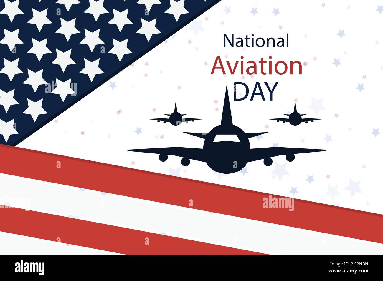 National Aviation Day. Design with airplane and american flag colors ...