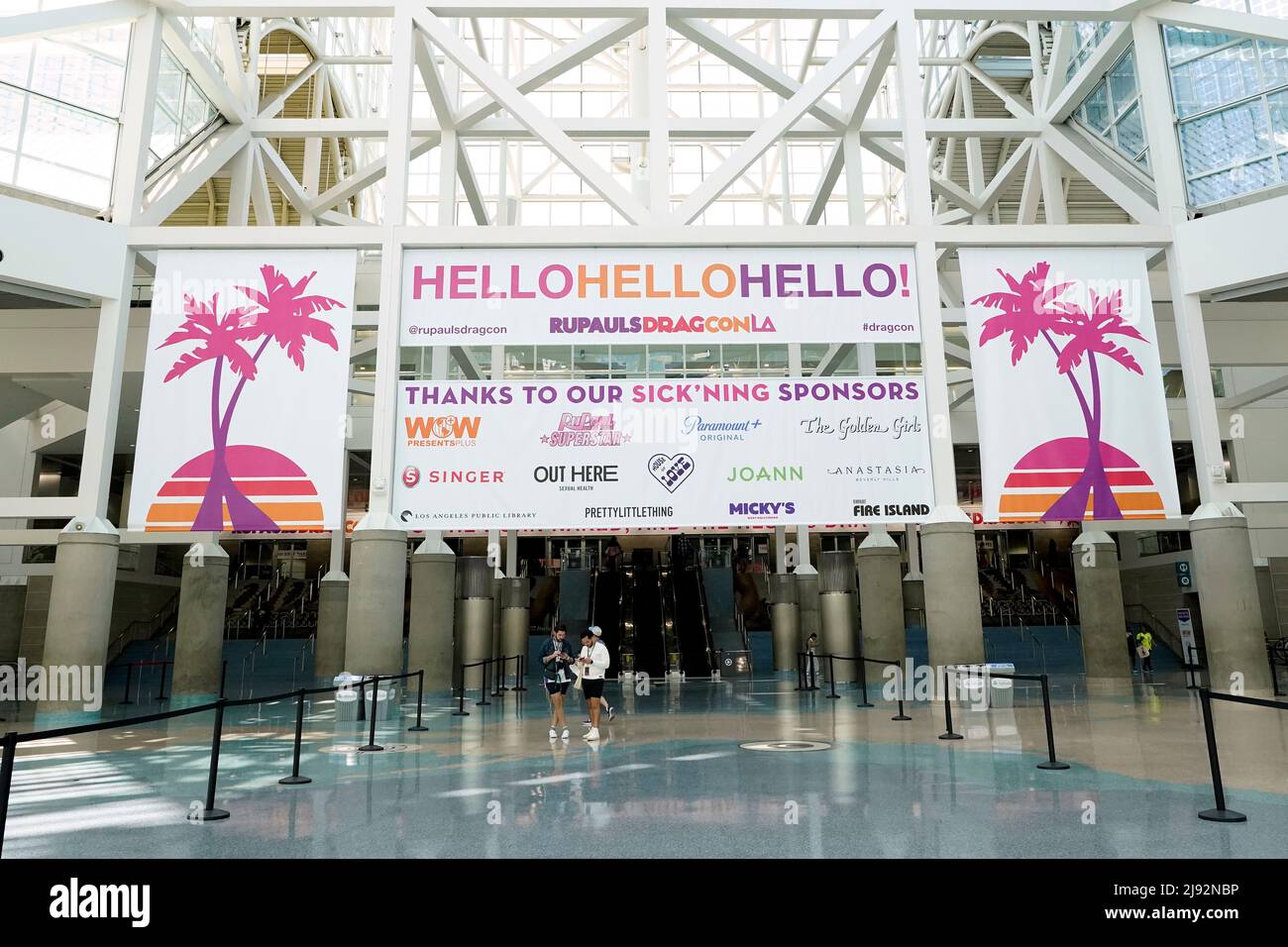 Welcome signage is seen at the 2022 Rupaul DragCon, Day 1, held at the ...
