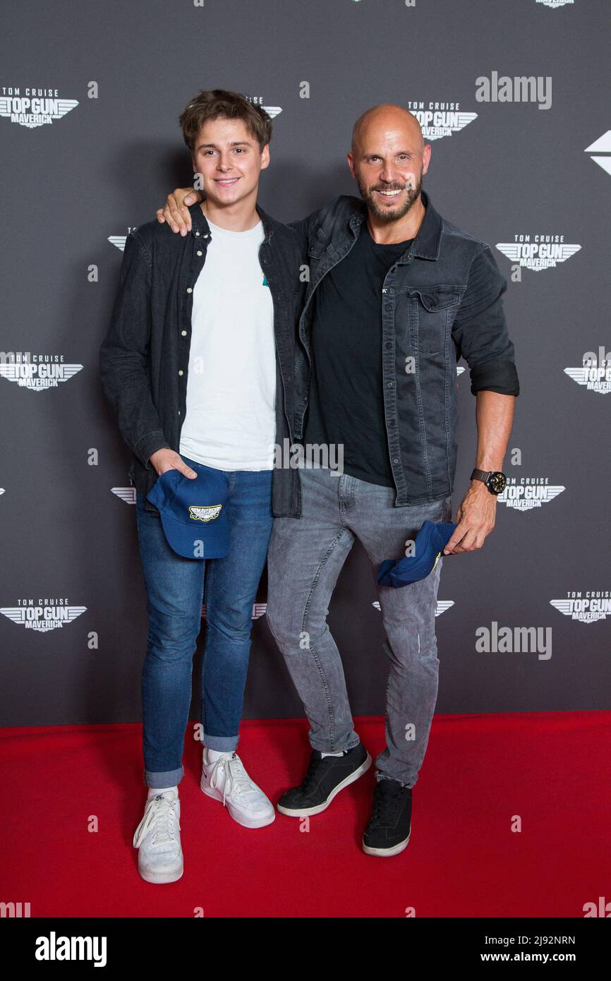 David Ban and his son attends 'Top Gun Maverick' Paris film premiere at ...