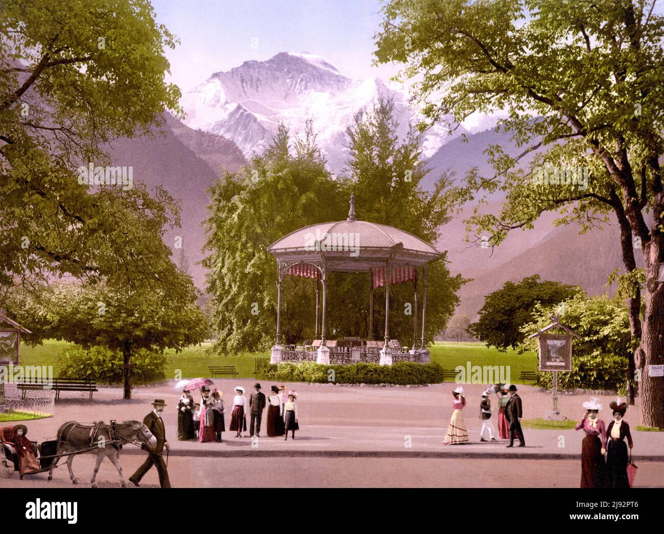 Music Pavilion, Interlaken, Bernese Alps, Bern, Switzerland 1890 Stock ...