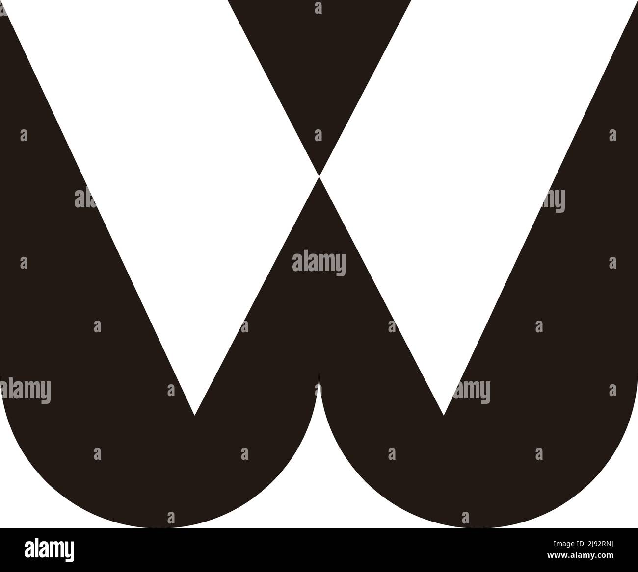 letter w simple geometric curves negative space logo Stock Vector Image ...
