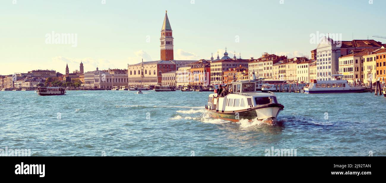 Italy, Venice, panoramic image of Riva degli Schiavoni, the Venice ...