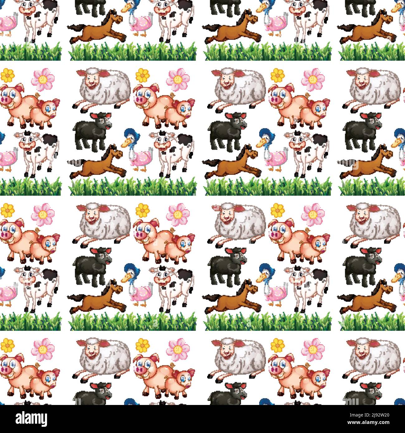 Cute animals cartoon seamless background illustration Stock Vector ...