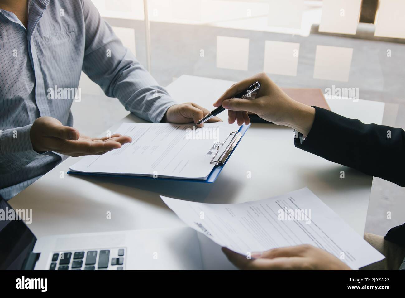 Job interviewer is advising the employee to apply for the job go back to improve the resume ...