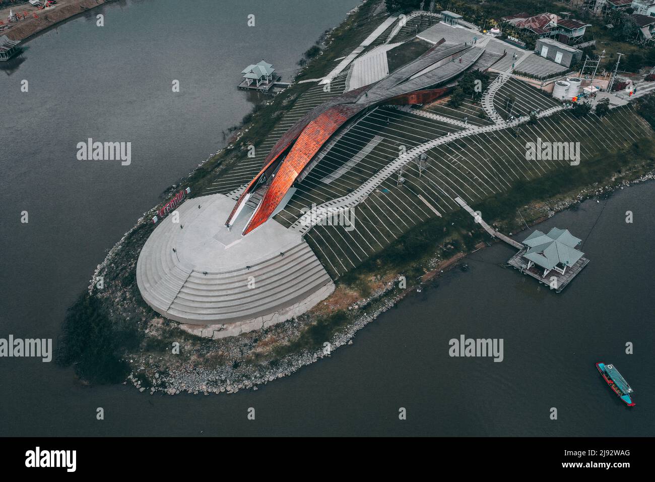 Aerial view of Pa San bridge (or Pasan bridge) on the Chao Phraya River ...