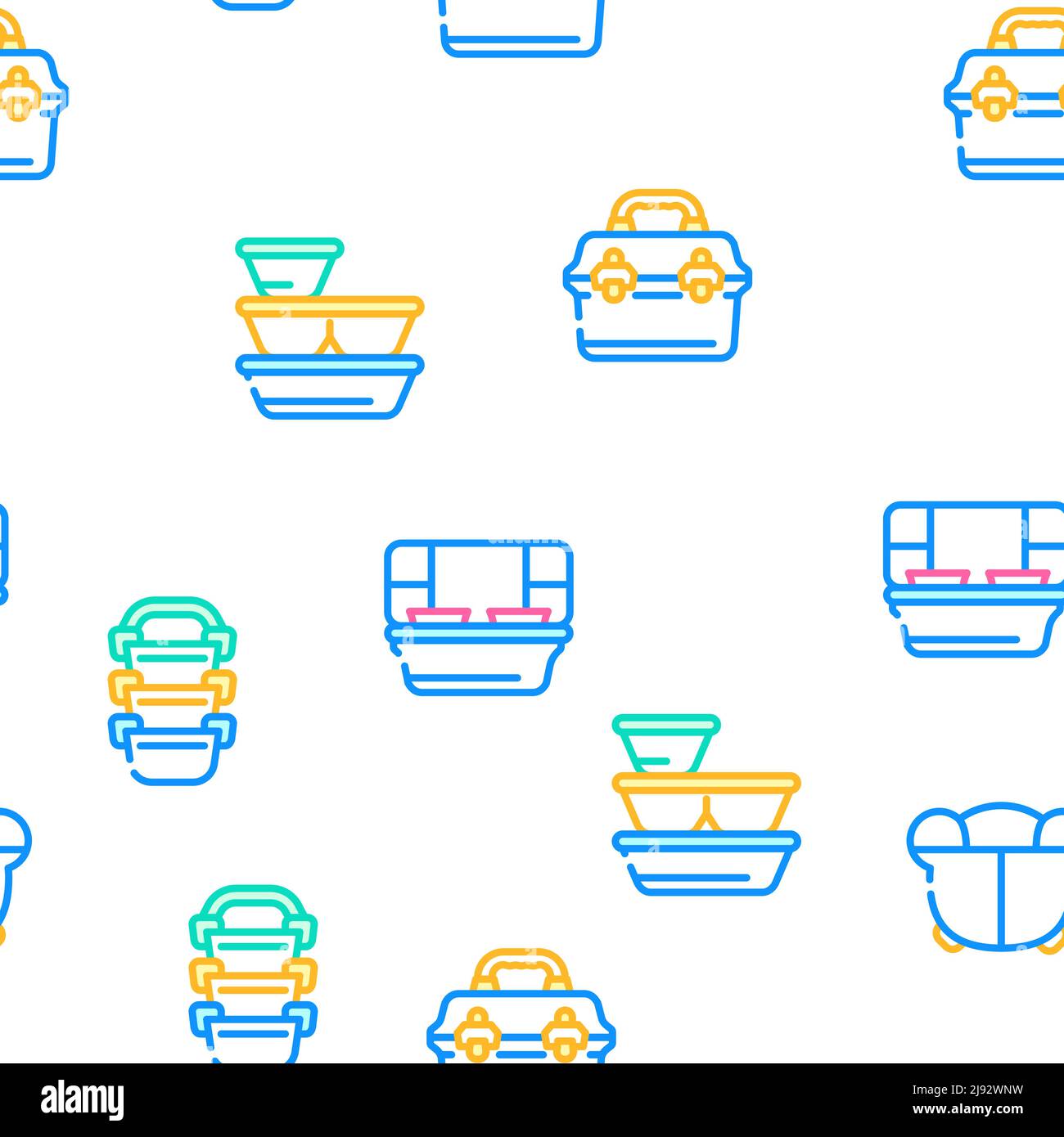 Lunchbox Dishware Vector Seamless Pattern Stock Vector Image & Art - Alamy