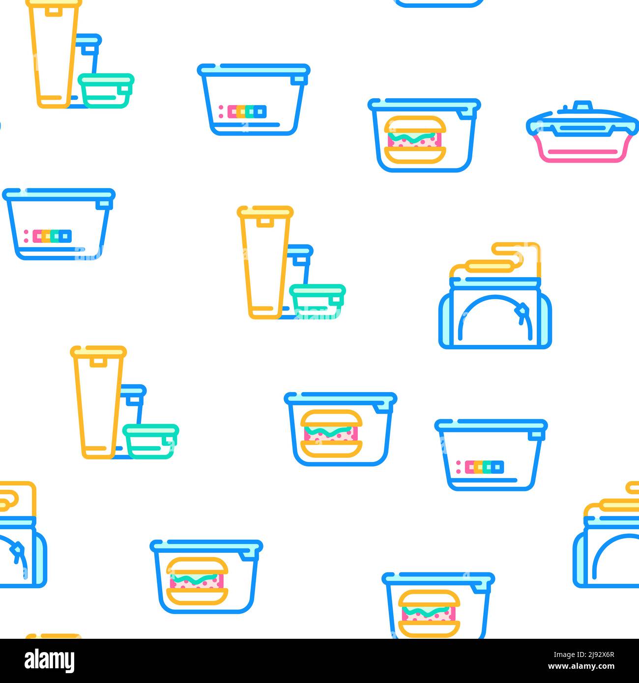 Lunchbox Dishware Vector Seamless Pattern Stock Vector Image & Art - Alamy