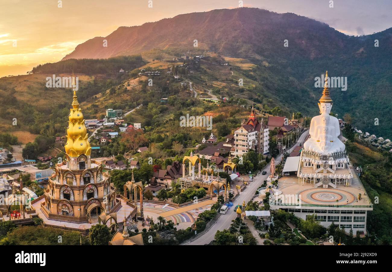 Aerial view of Wat Phrathat Pha Sorn Kaew, white buddha temple in Phetchabun, Thailand Stock ...