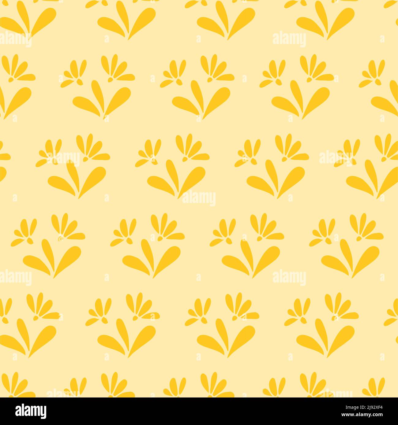 Simple doodle seamless pattern Hand drawn yellow flowers on a light ...