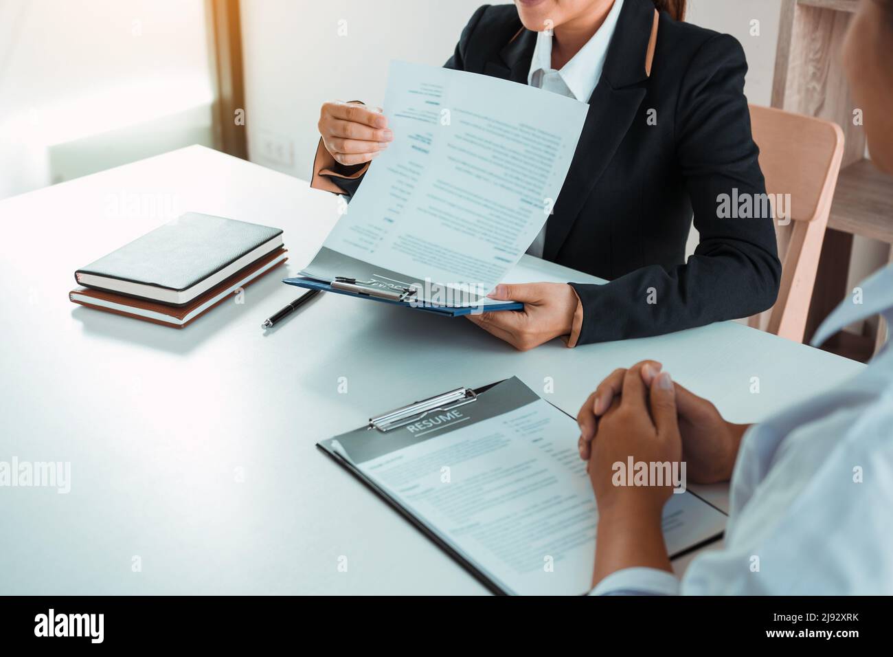 Employees are explaining about their past work experience for job ...