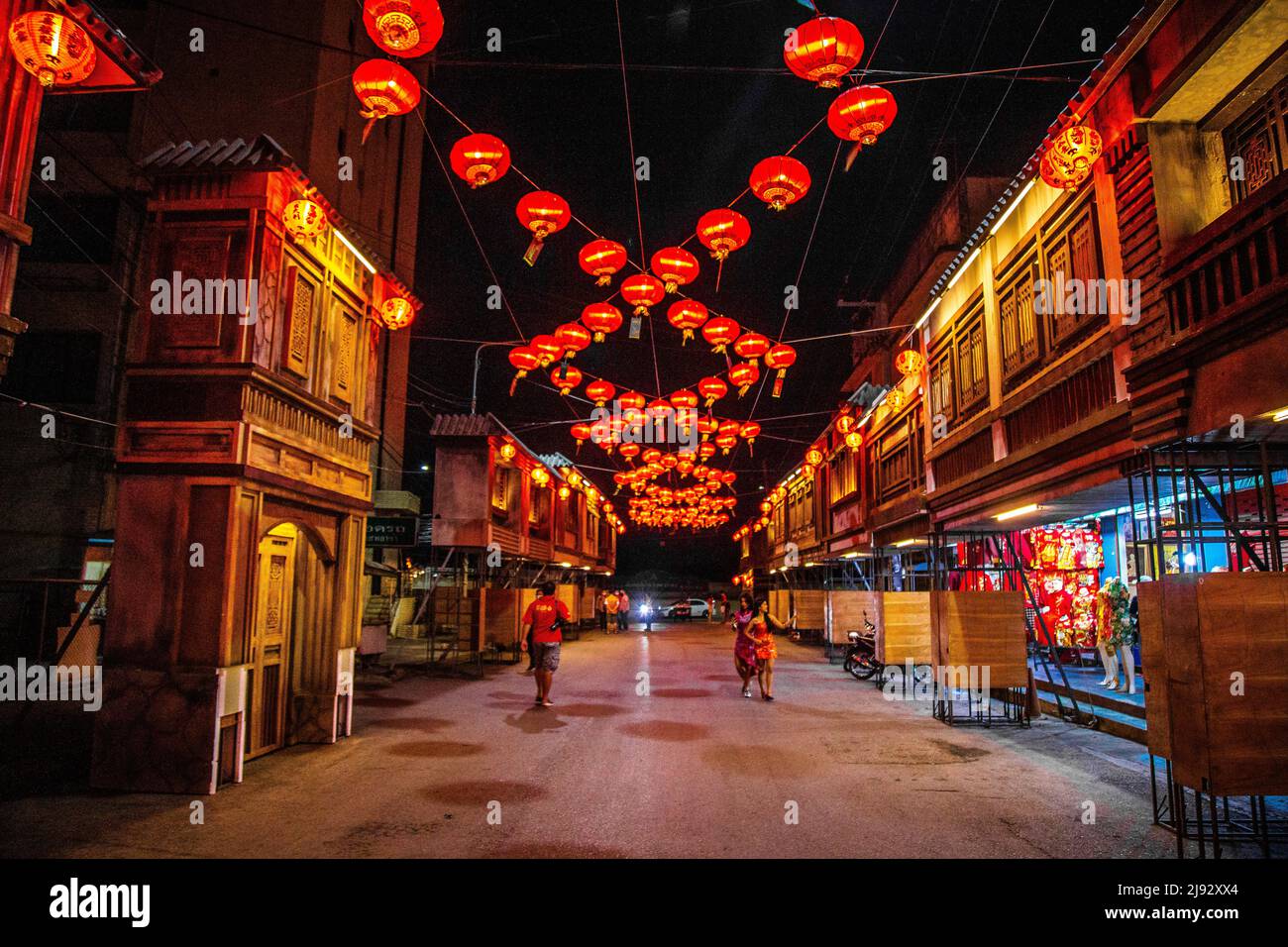Lantern festival in Nakhon Sawan night market in Thailand Stock Photo ...