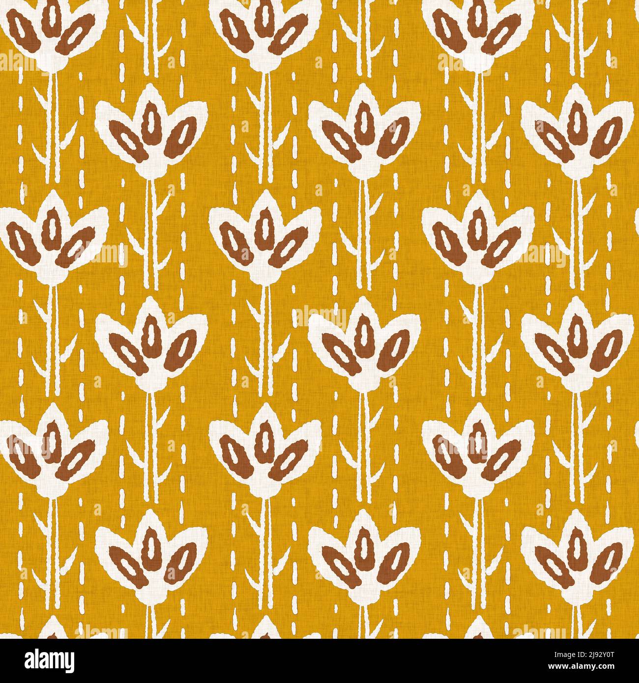 Gender neutral flower seamless raster background. Simple whimsical 2 ...