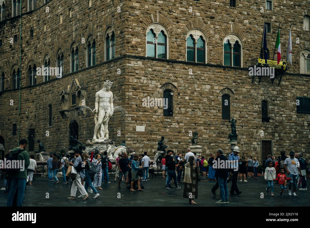 Florence, Italy - dec, 2021 monument at Piazza della Signoria square ...
