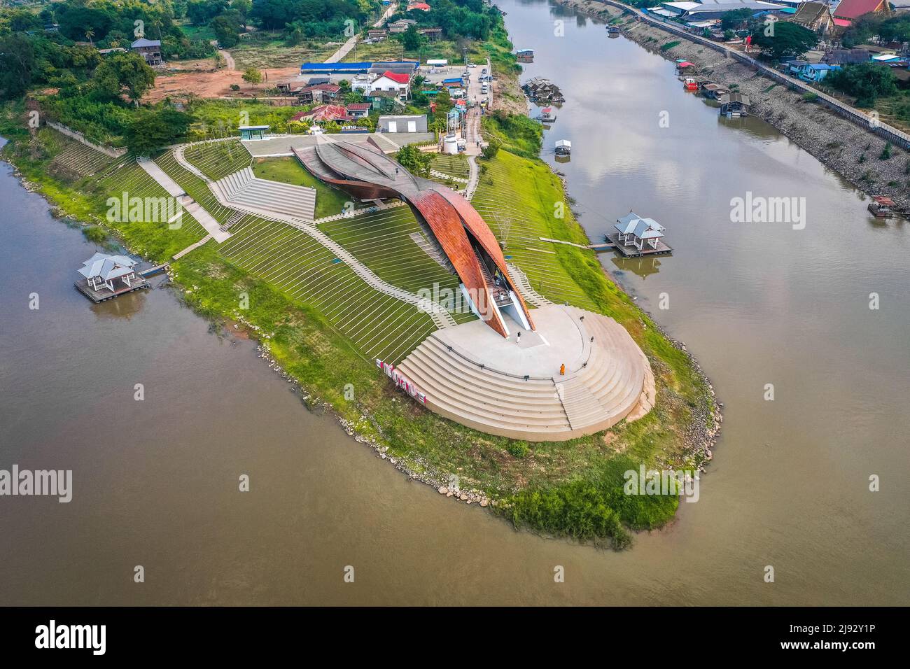 Aerial view of Pa San bridge (or Pasan bridge) on the Chao Phraya River ...