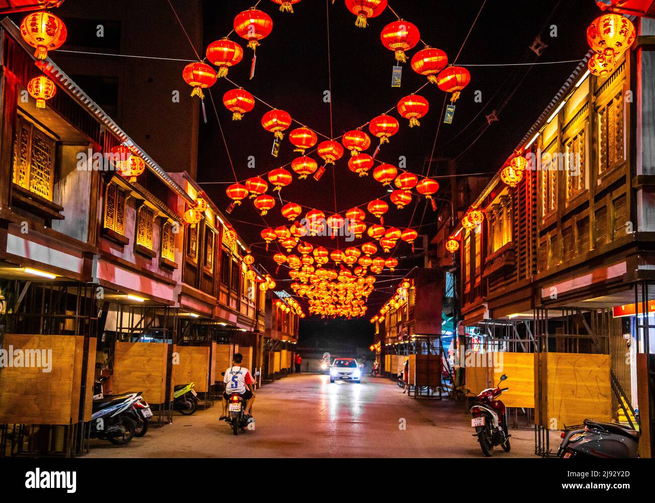 Lantern festival in Nakhon Sawan night market in Thailand Stock Photo ...