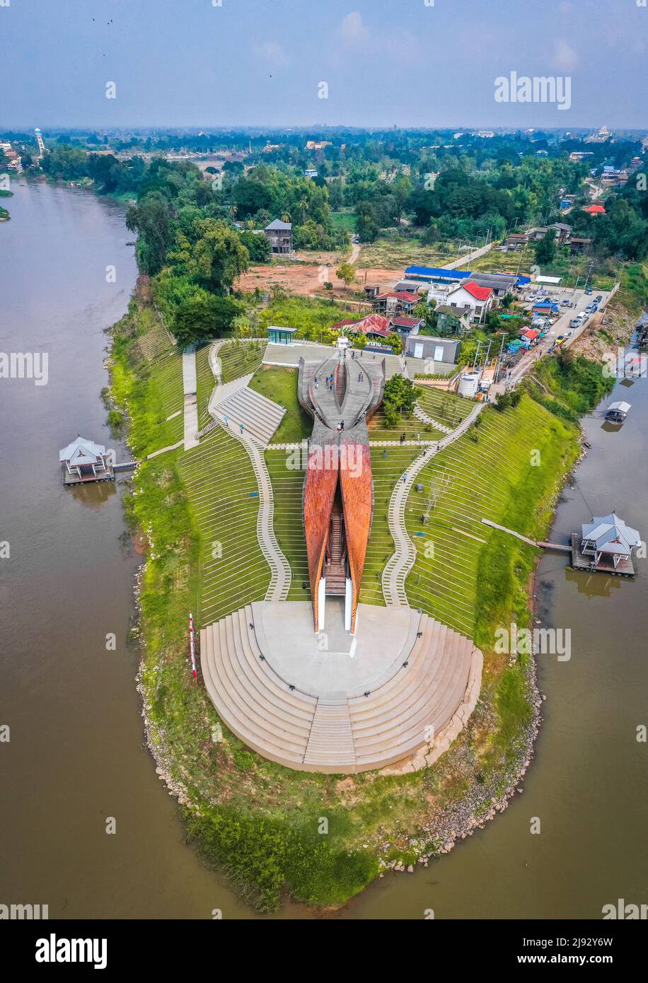 Aerial view of Pa San bridge (or Pasan bridge) on the Chao Phraya River ...