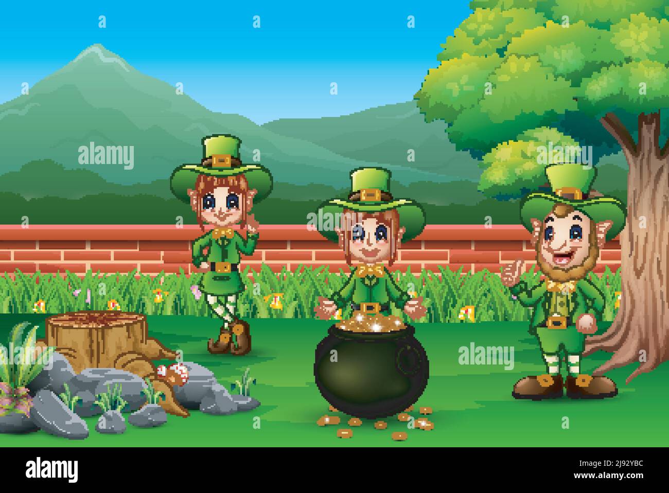 The mountain park in gold Stock Vector Images - Alamy