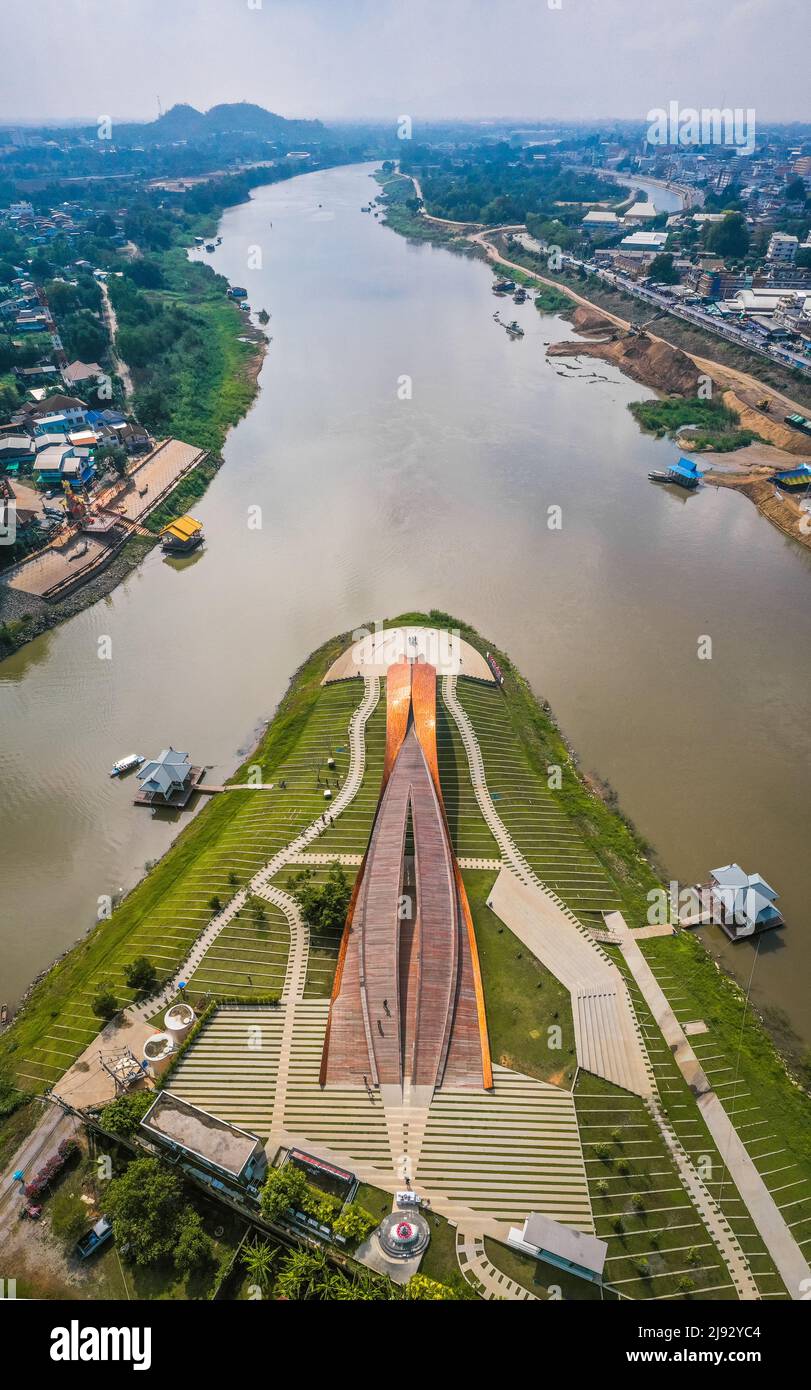 Aerial view of Pa San bridge (or Pasan bridge) on the Chao Phraya River ...