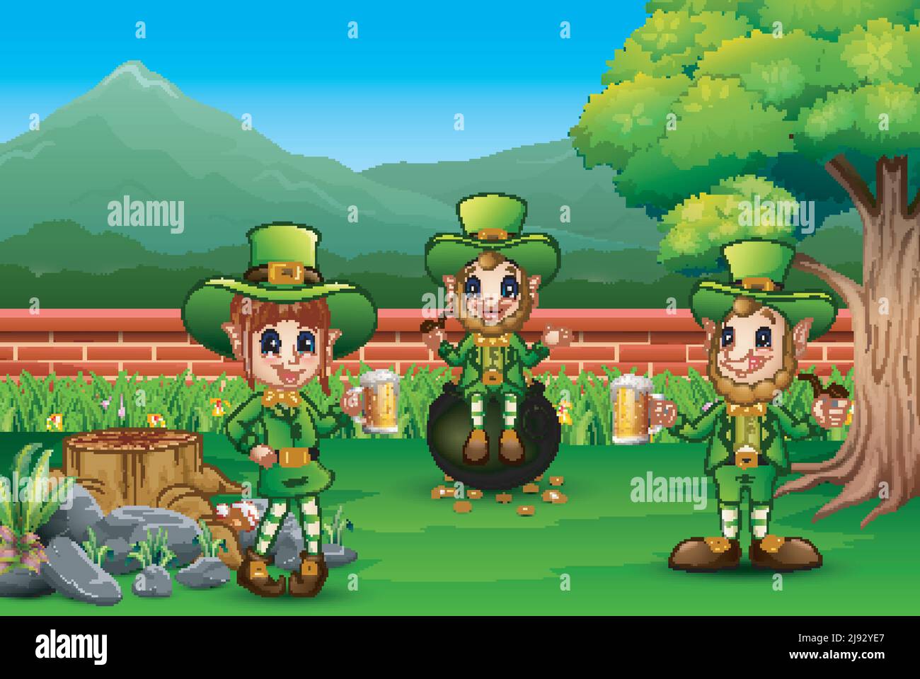 Cartoon leprechaun in the park for parade of Happy St. Patrick's Day ...