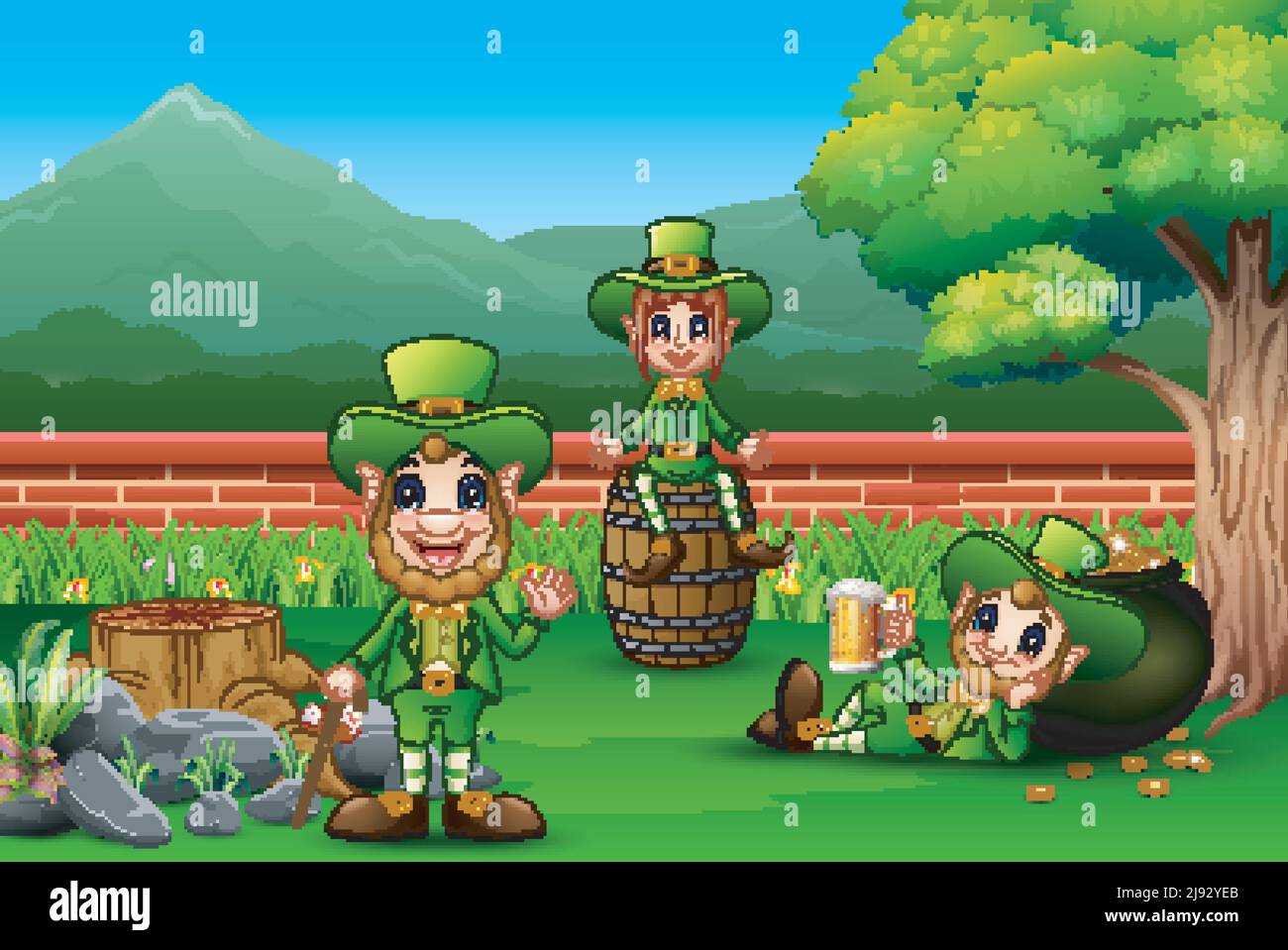 Cartoon leprechaun in the park for parade of Happy St. Patrick's Day ...