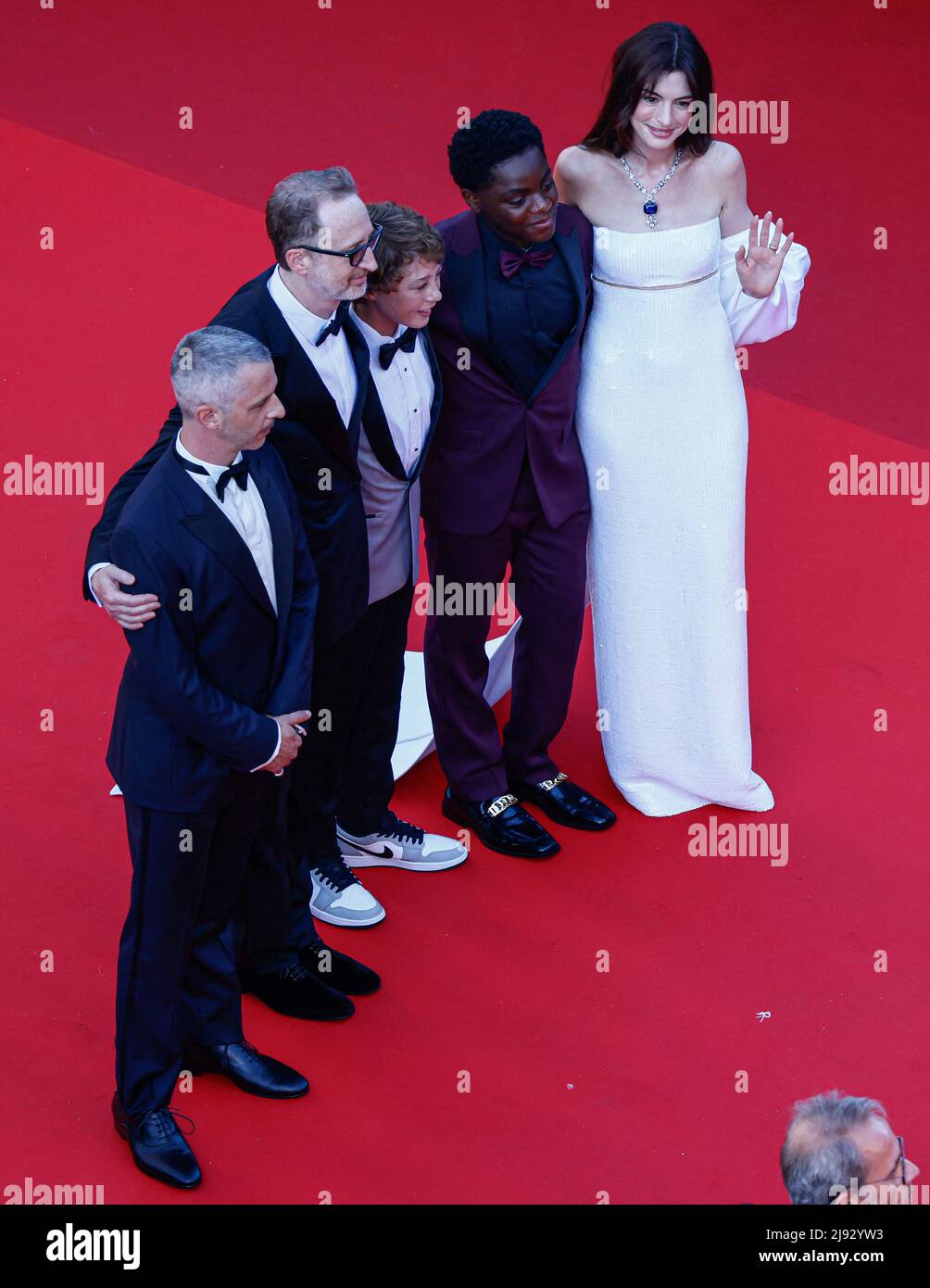 Jaylin Webb, Jeremy Strong and Anne Hathaway attend the screening of ...