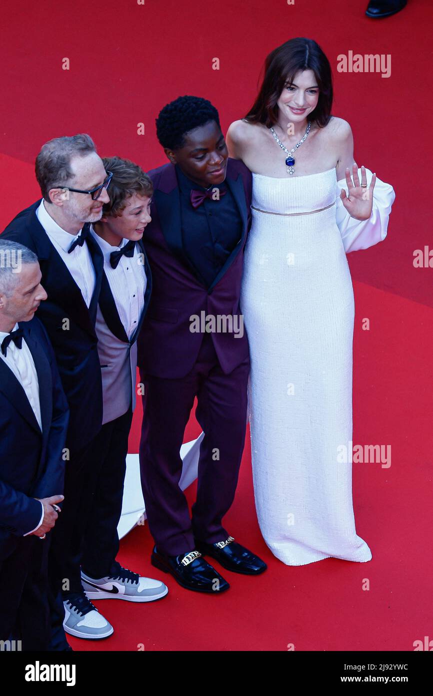 Jaylin Webb, Jeremy Strong and Anne Hathaway attend the screening of ...