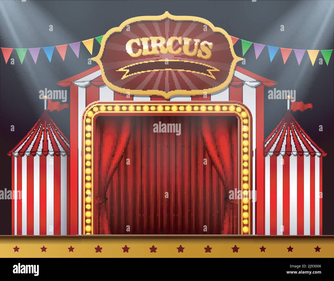 The circus entrance with a red curtain closed Stock Vector Image & Art ...