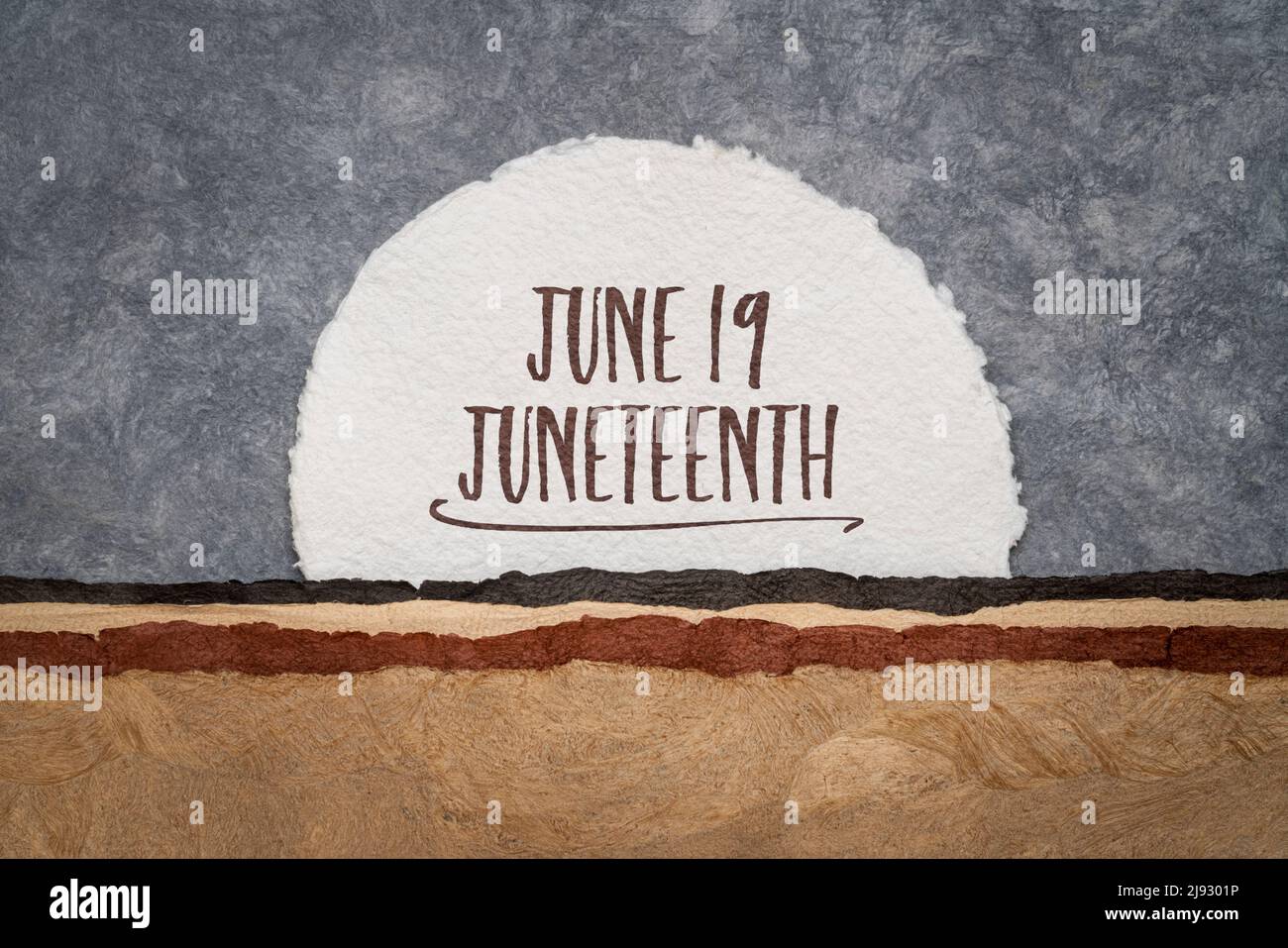 Juneteenth (June 19) rising sun abstract paper landscape – also known ...