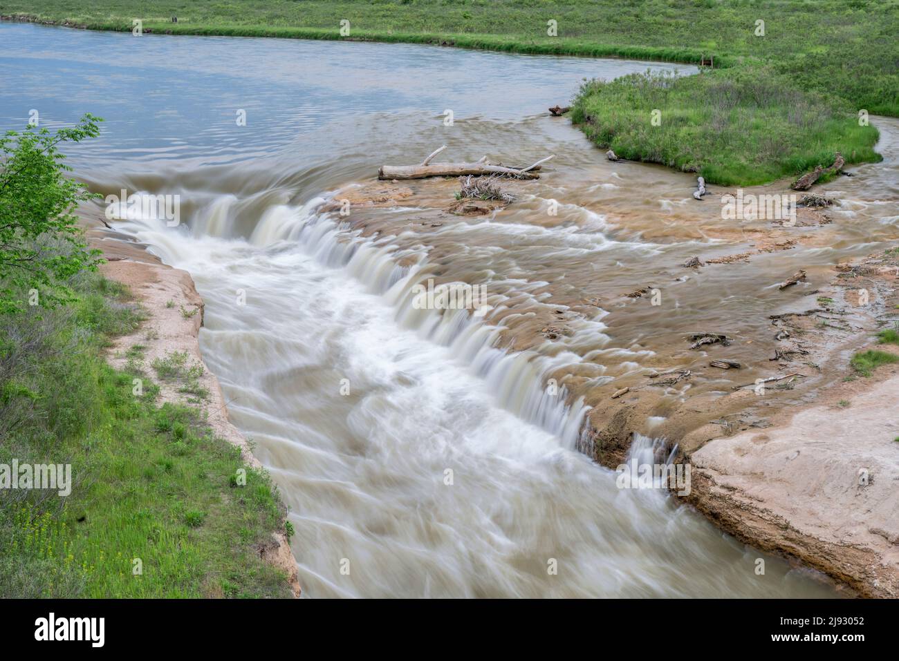 Norden Chute on Niobrara River in Nebraska, springtime scenery Stock ...