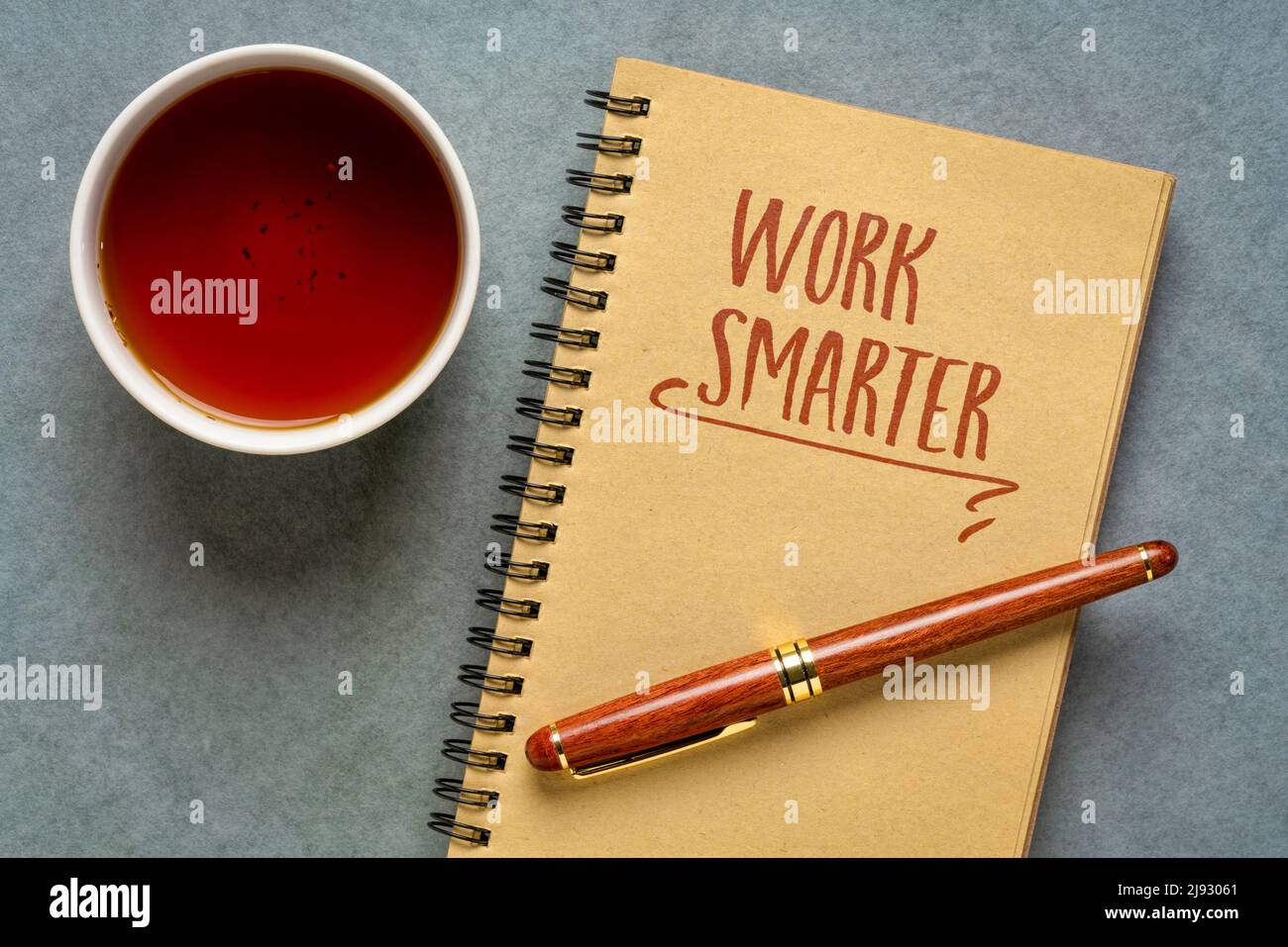 work smarter advice - inspirational handwriting in a spiral notebook ...