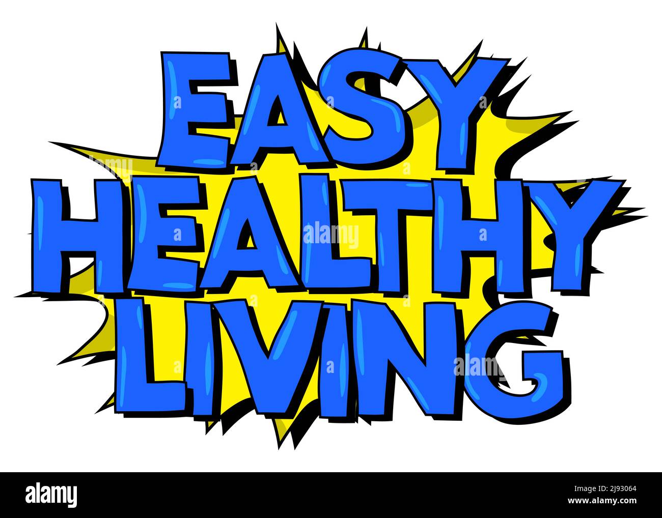 Easy Healthy Living. Word written with Children's font in cartoon style ...