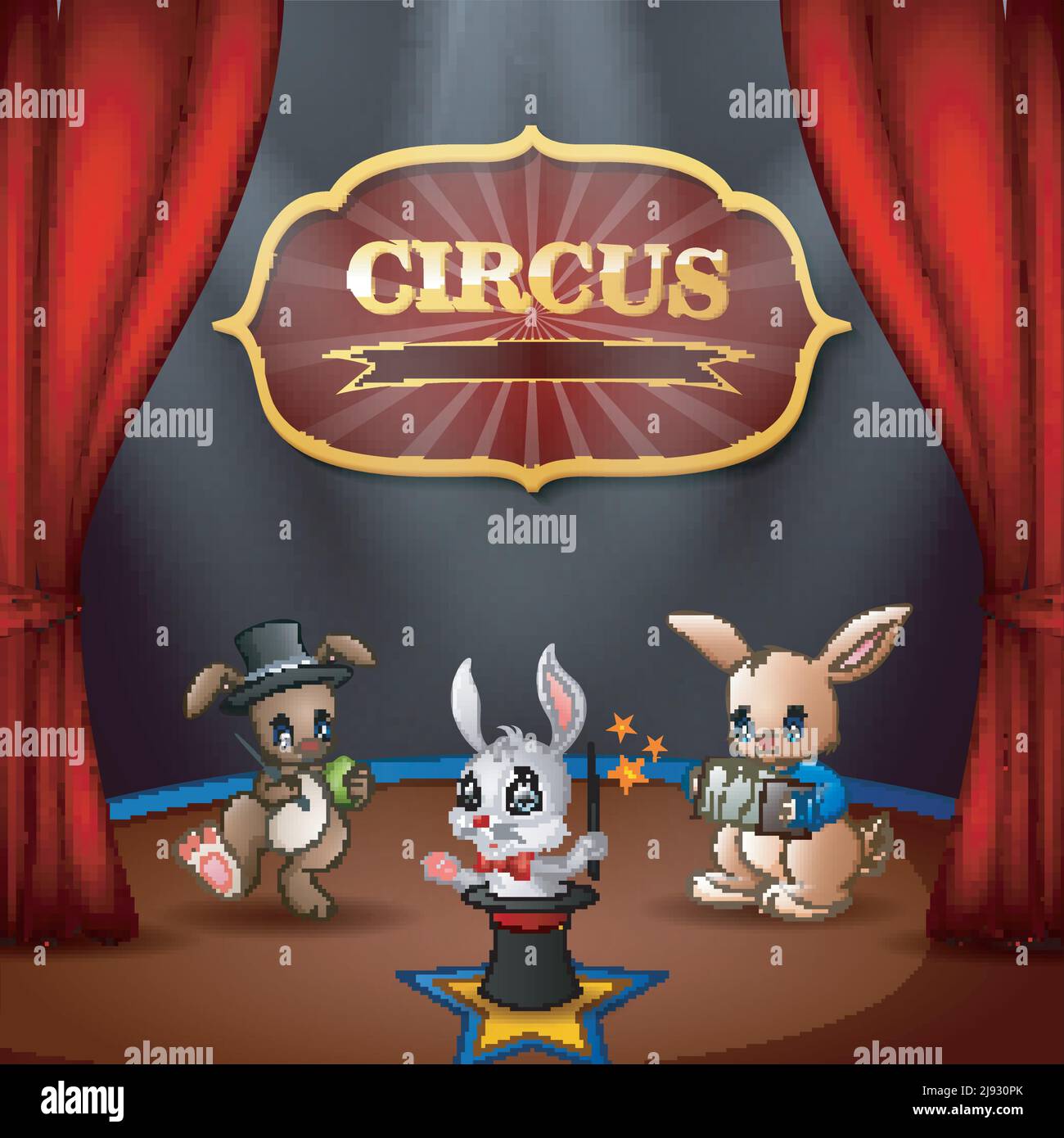 Circus animal show and acrobat performance at the arena Stock Vector ...
