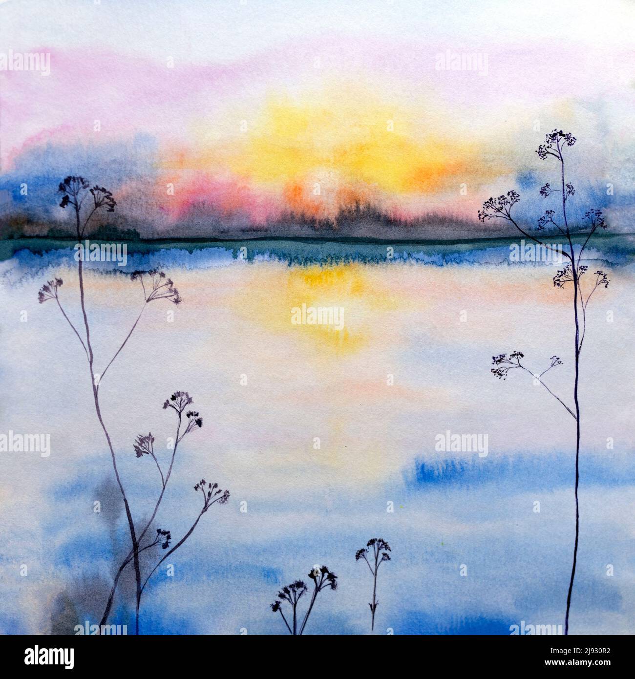 Sun with horizon drawing illustration hi-res stock photography and ...