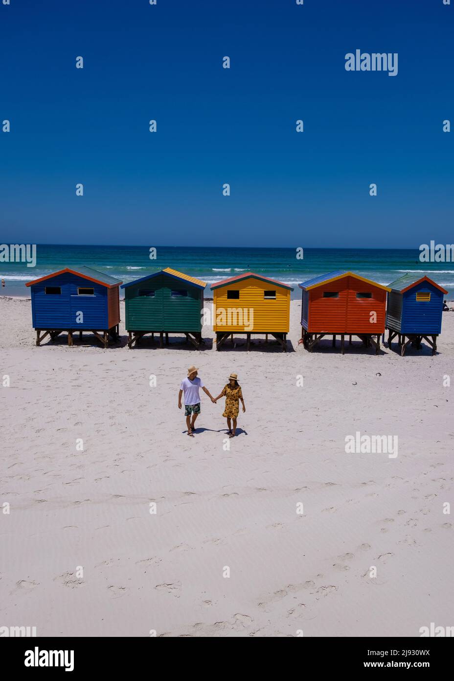 colorful beach house at Muizenberg beach Cape Town, beach huts ...