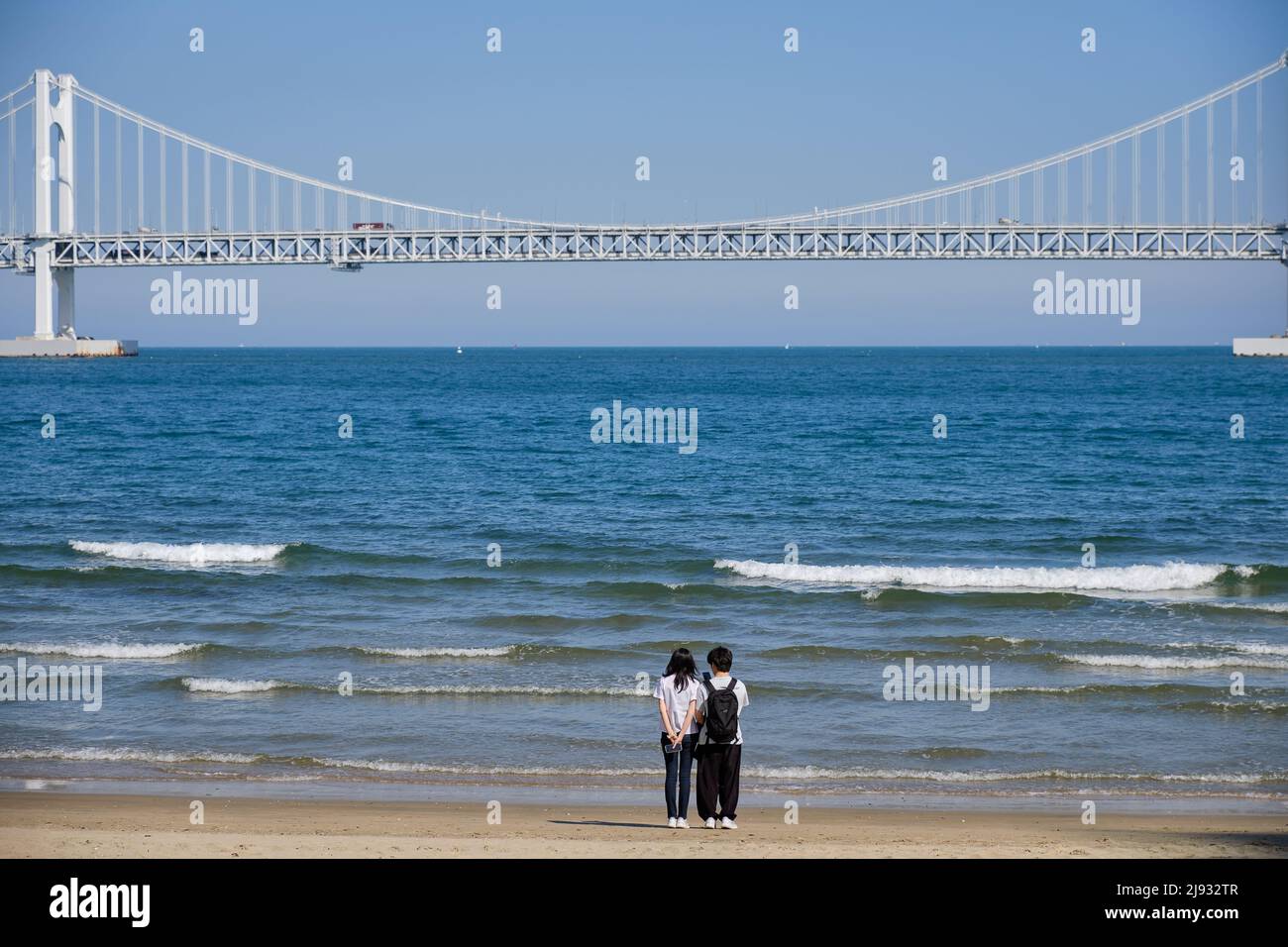 Gwangalli beach and Diamond bridge in Busan South Korea on May 4, 2022 ...