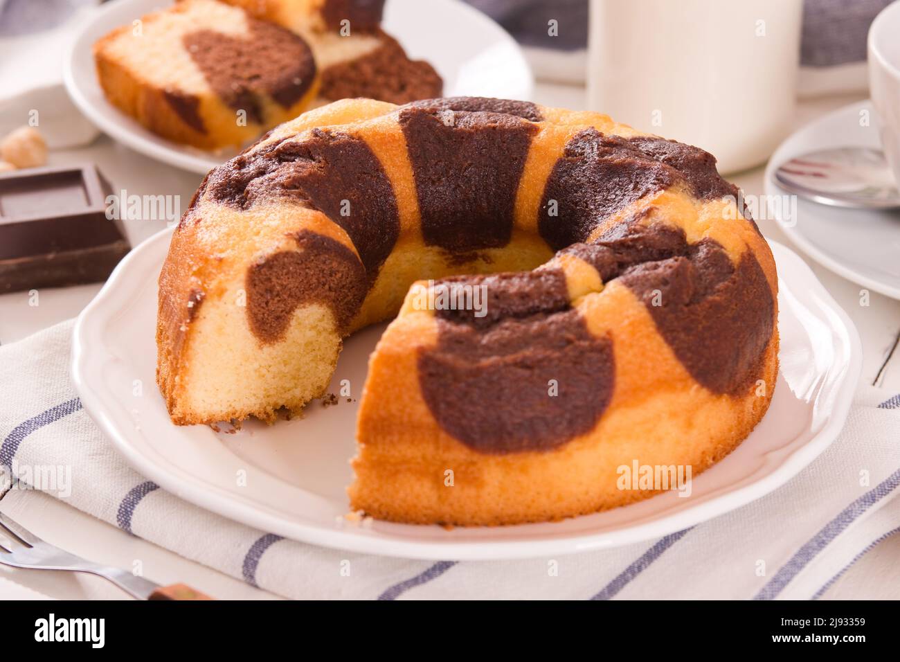 Marble ring cake Stock Photo - Alamy