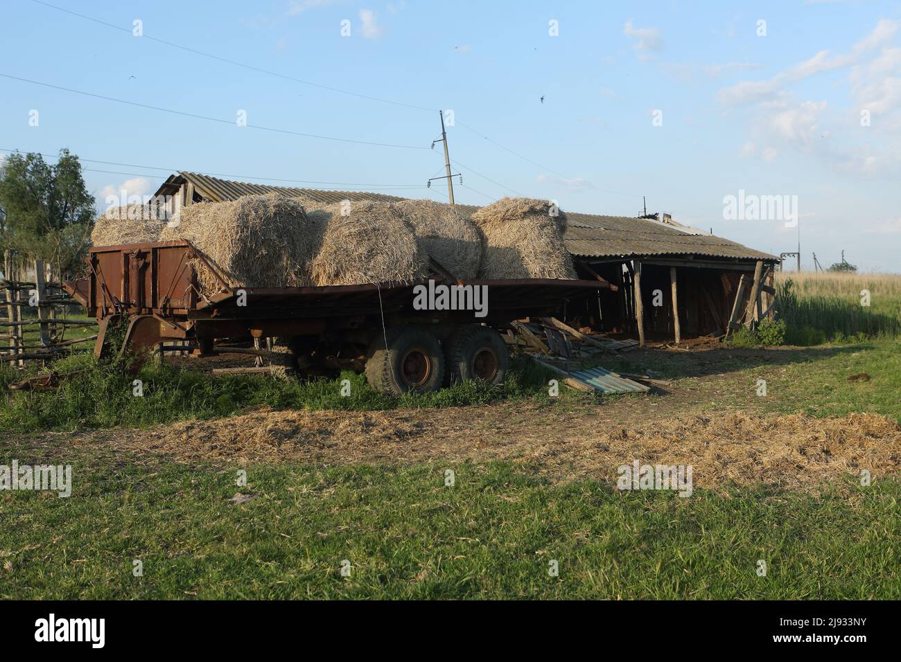 Haystack in the countryside. Farming in the village Stock Photo - Alamy