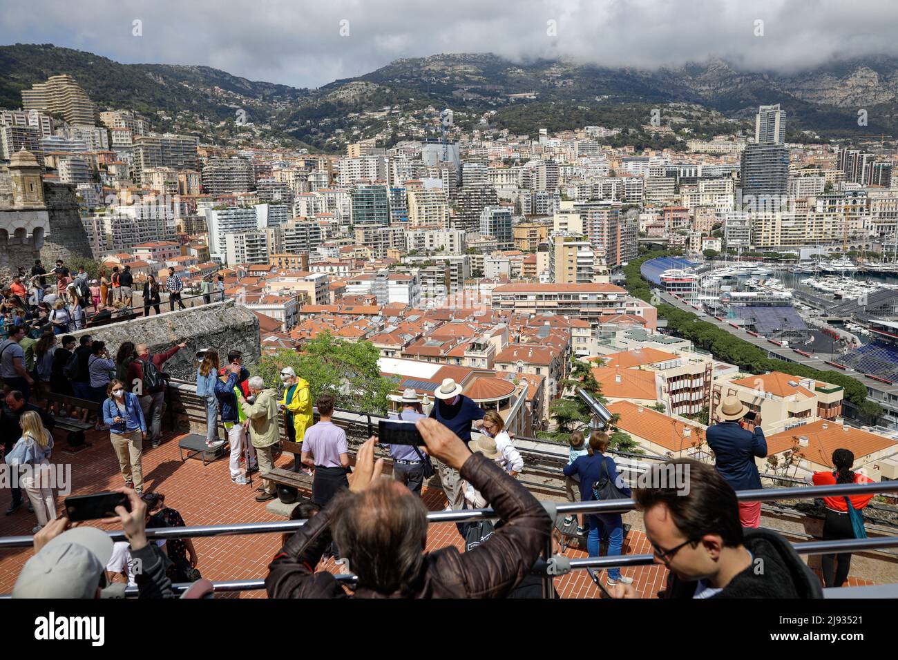 Monaco - April 19, 2022: Tourists look at an overview with the Monaco ...