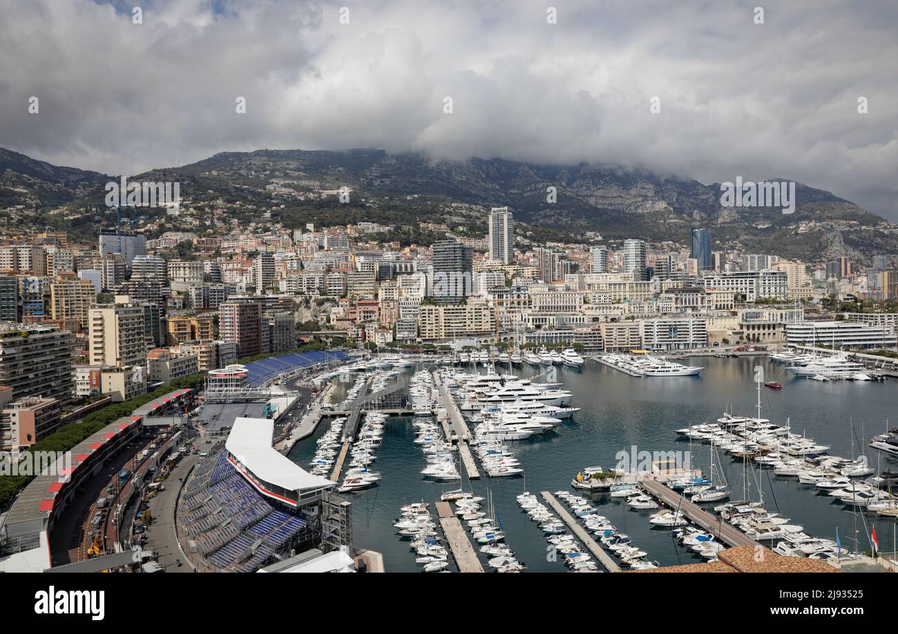 Monaco - April 19, 2022: Overview with the Monaco city and port during ...
