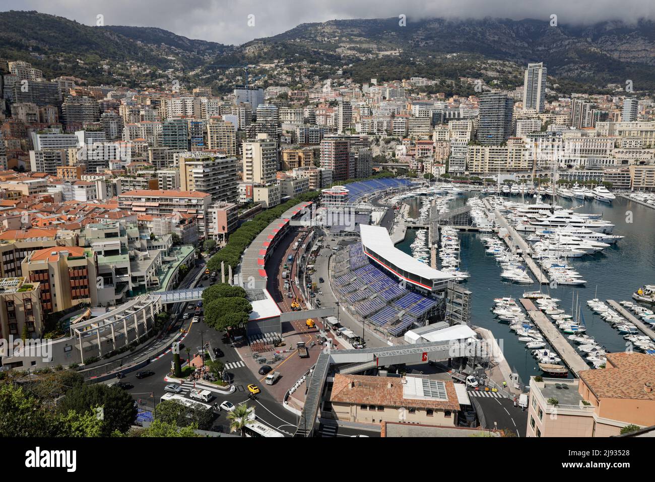 Monaco - April 19, 2022: Overview with the Monaco city and port during ...